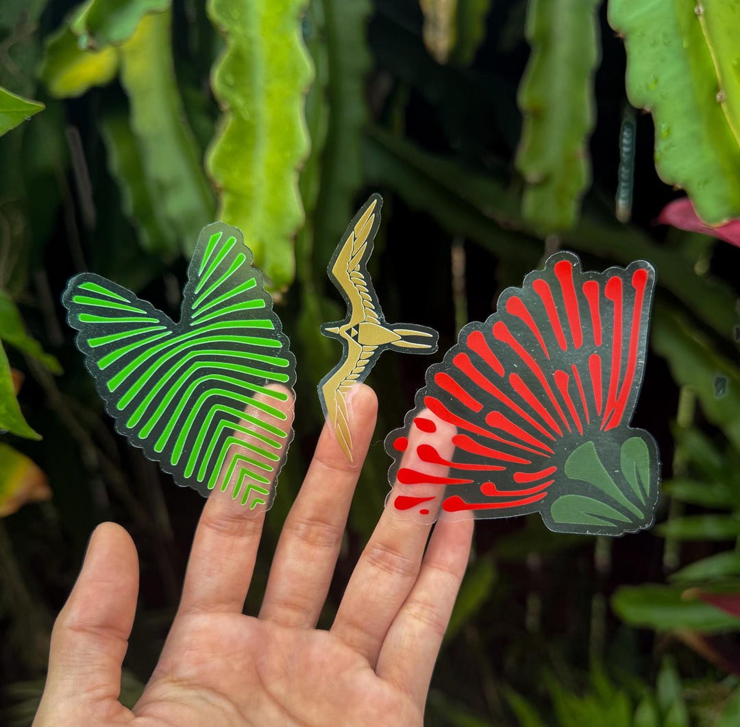 Kuahiwi Sticker Pack | Waterproof Clear Stickers | Iwa Bird Lehua ...