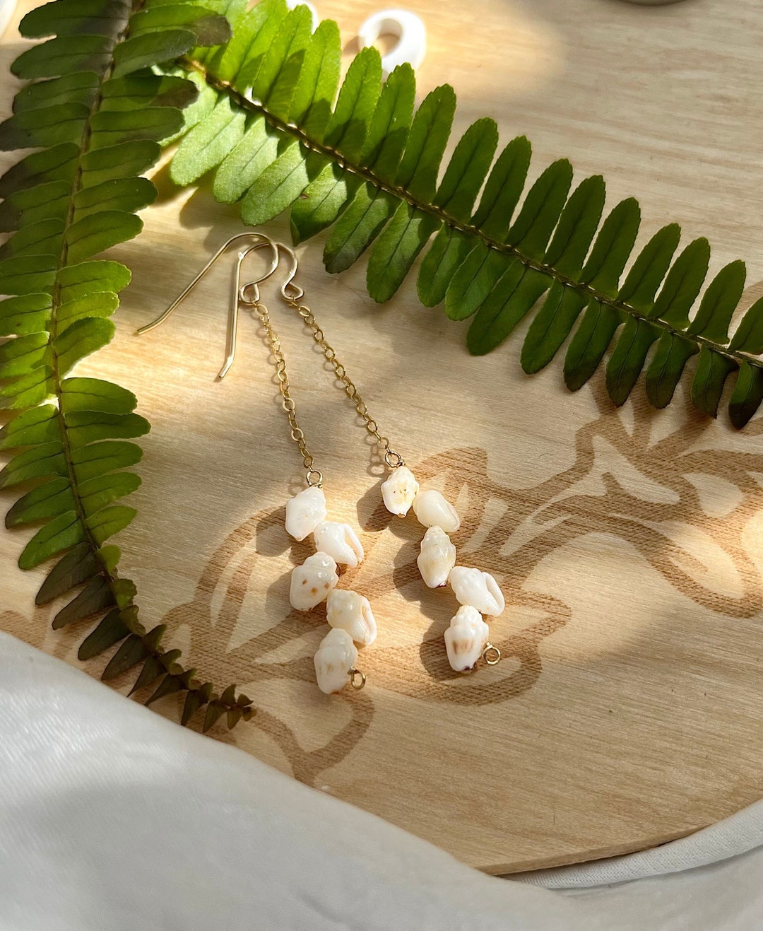 Niihau Momi Shell Threader Style Earrings | Minimalist Niihau Shell ...