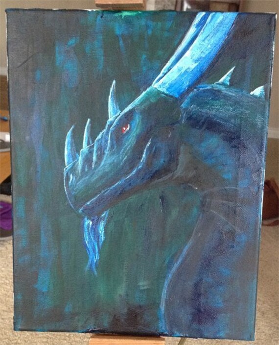 Blue Dragon Painting | Etsy