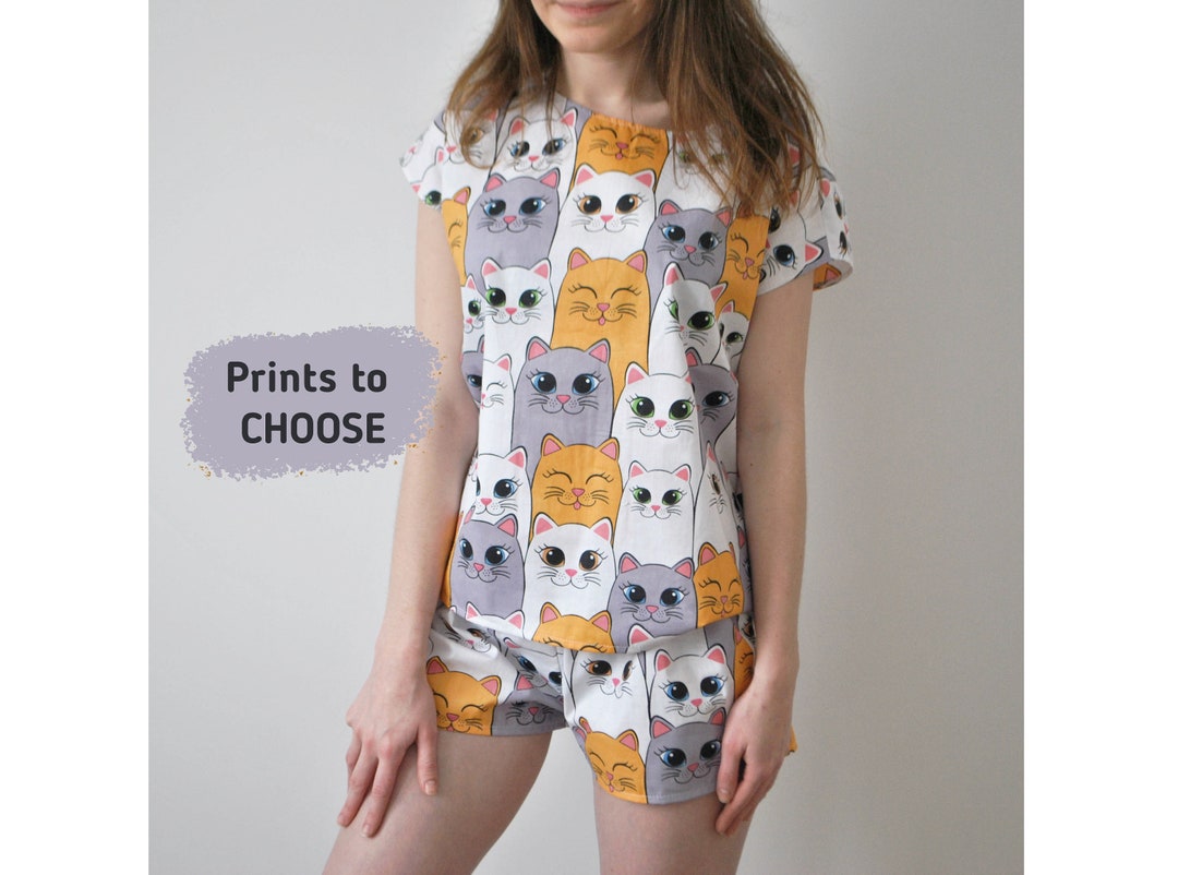 Pajama With Cats Cotton Sleepwear Natural Cotton Pajamas Women's Cotton ...