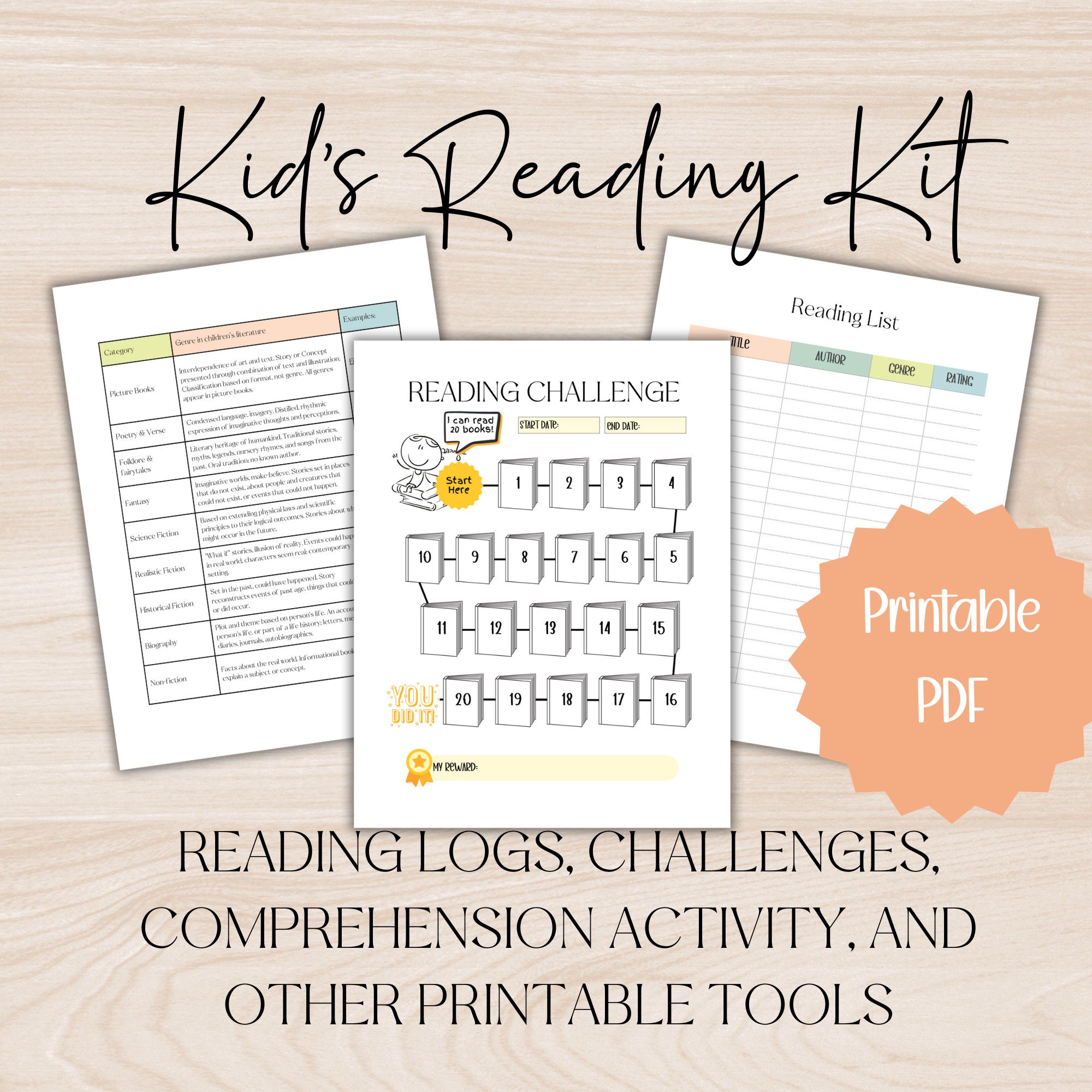 Kids Reading Tracker, Printable Journal Log, Genres, Book Suggestions ...