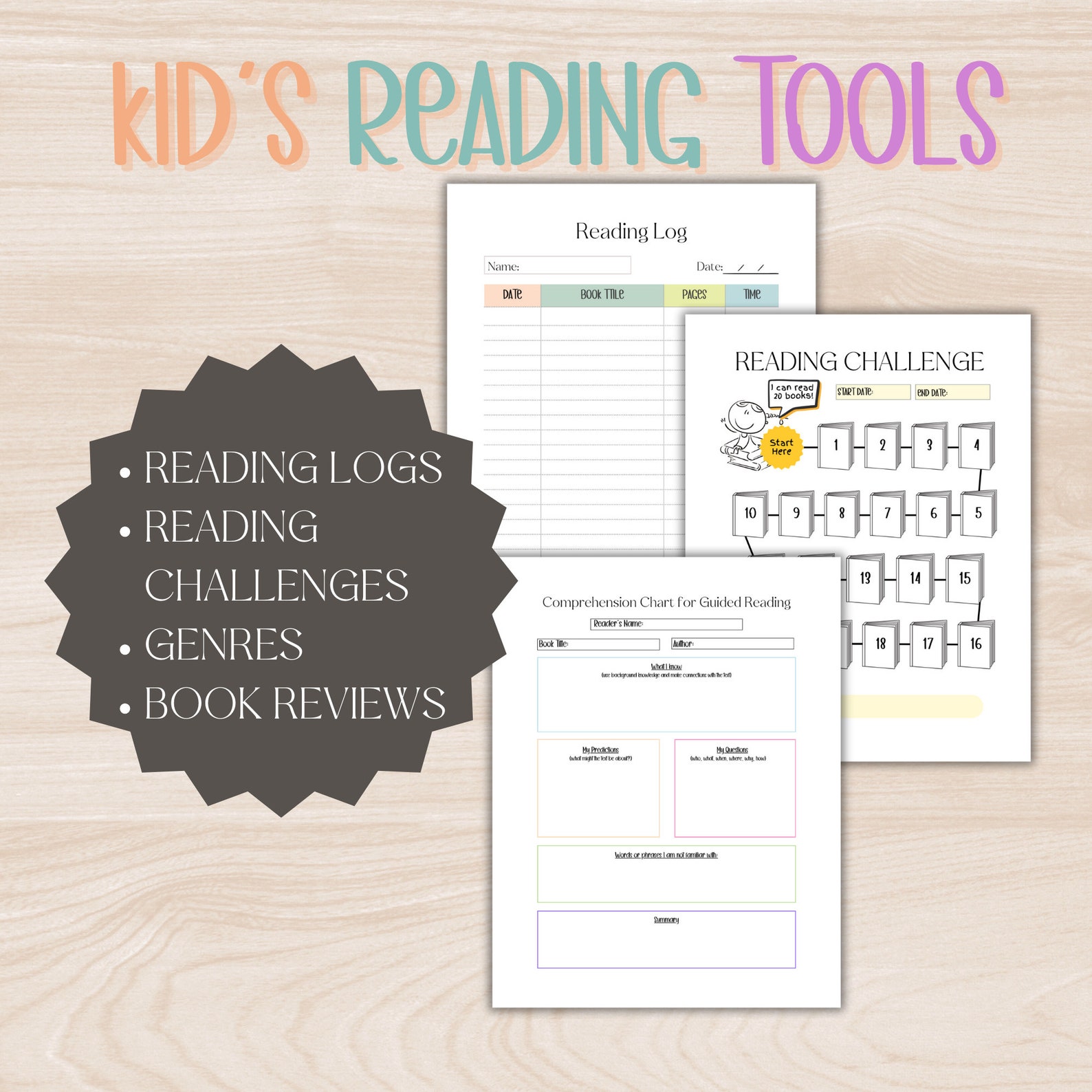 Kids Reading Tracker, Printable Journal Log, Genres, Book Suggestions ...