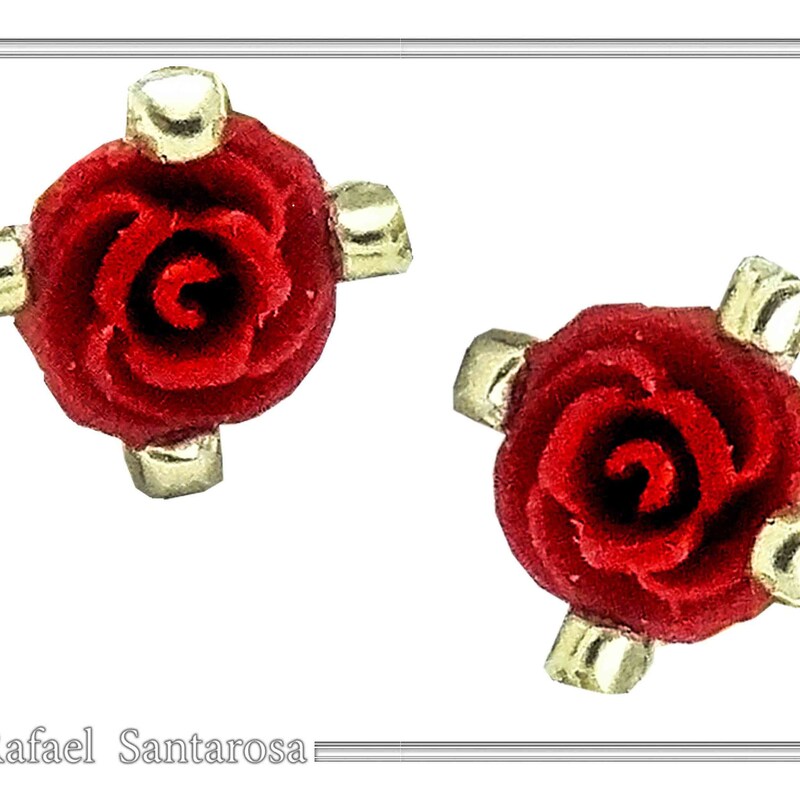 Red Rose Earrings - Etsy