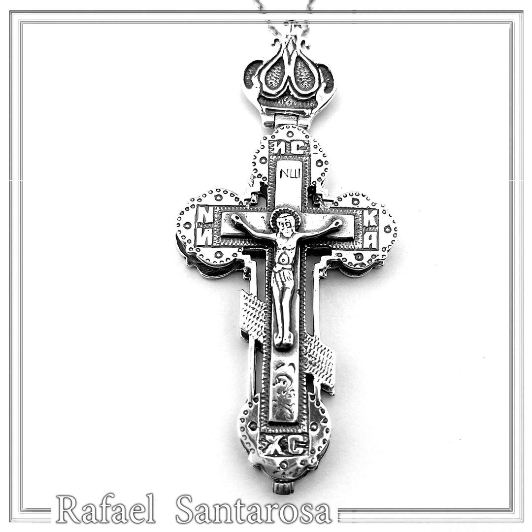 Reliquary Russian Type Cross Byzantine Cyrillic Prayer Pendant ...