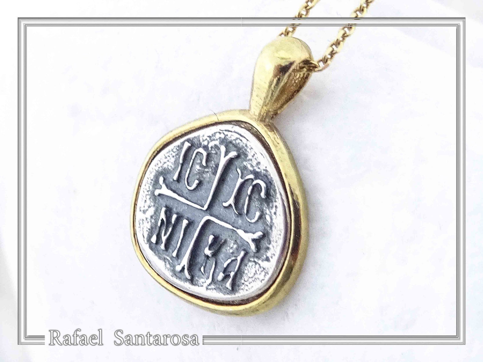 Protection Cross Coin Jesus Christ Wins Necklace Christogram - Etsy
