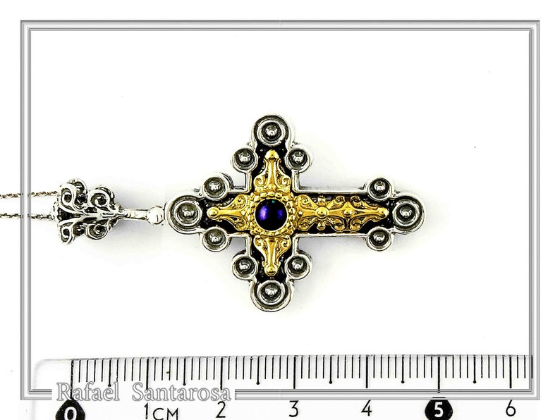 Lapis Byzantine Cross on Oxidized Sterling Silver and 18k Gold - Etsy