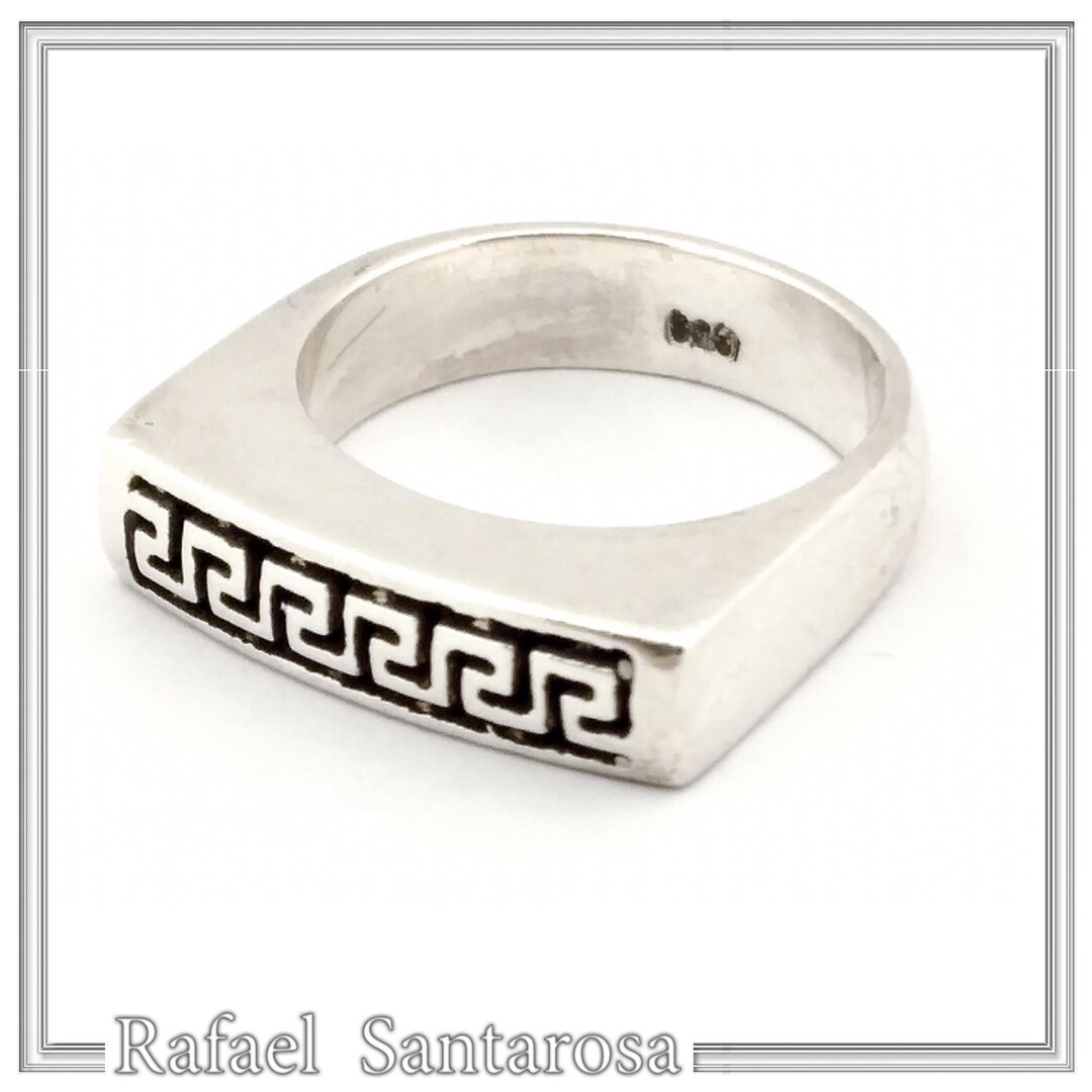 Handmade Greek Key String Meander Design Ring: Oxidized Sterling Silver ...