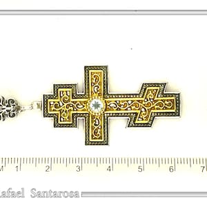 Christian Orthodox Silver Cross With Sky Blue Topaz With 18ct Gold ...
