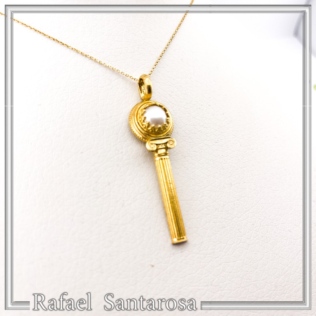 Ancient Greek Pearl Pendant Ionian Column Shape Necklace on Sterling ...