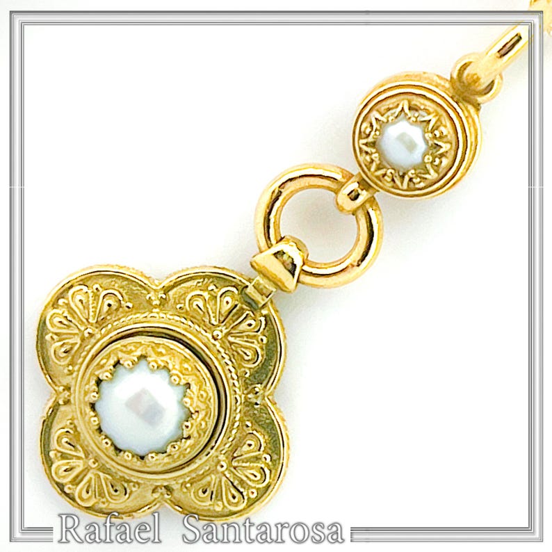 Natural Pearl Byzantine Cross Shape Dangle Pendant: 18K Gold-filled ...