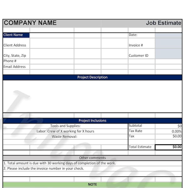 Remodeling Quote Template - Etsy