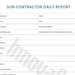 Contractor Daily Report Template, Subcontractor Daily Report Form, Sub ...