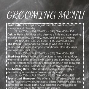 Pet Grooming Menu, Dog Grooming Menu, Grooming Menu Template, Editable ...