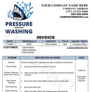 Pressure Washing Invoice, Soft Wash Invoice, Power Wash Invoice ...