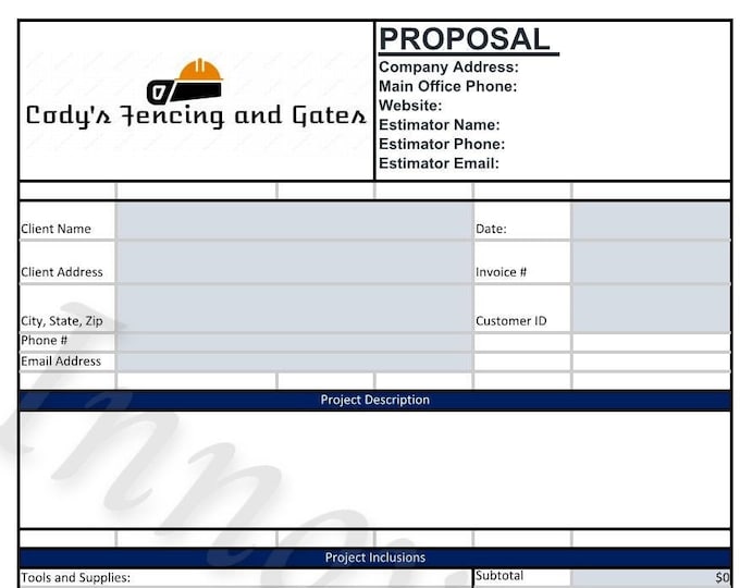Fencing Estimate Template, Fence Quote Template, Fence Proposal ...