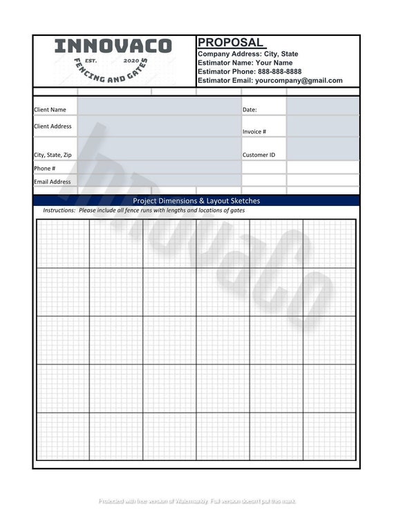 Printable Fence Estimate Form Template Printable Templates