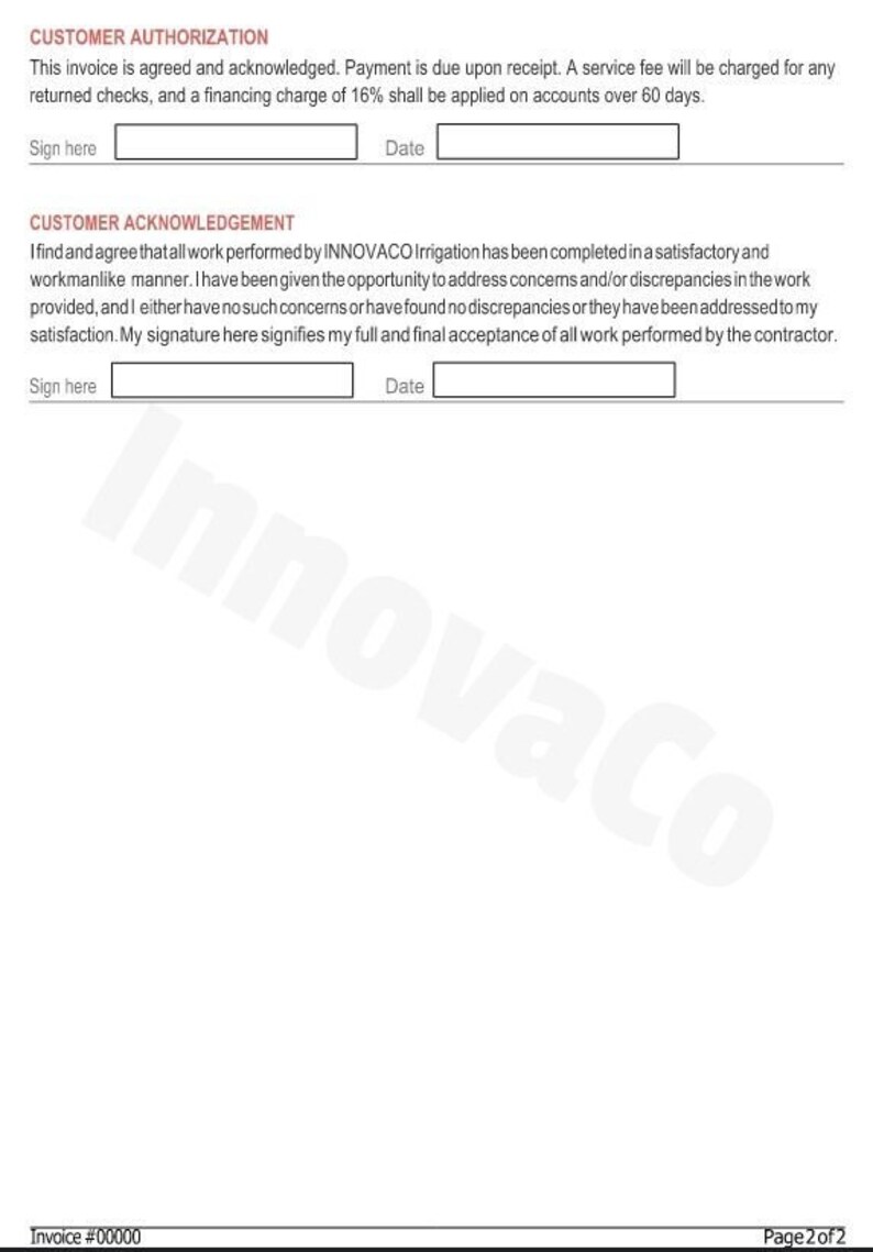 Irrigation Quote, Irrigation Invoice, Sprinkler Service Quote ...