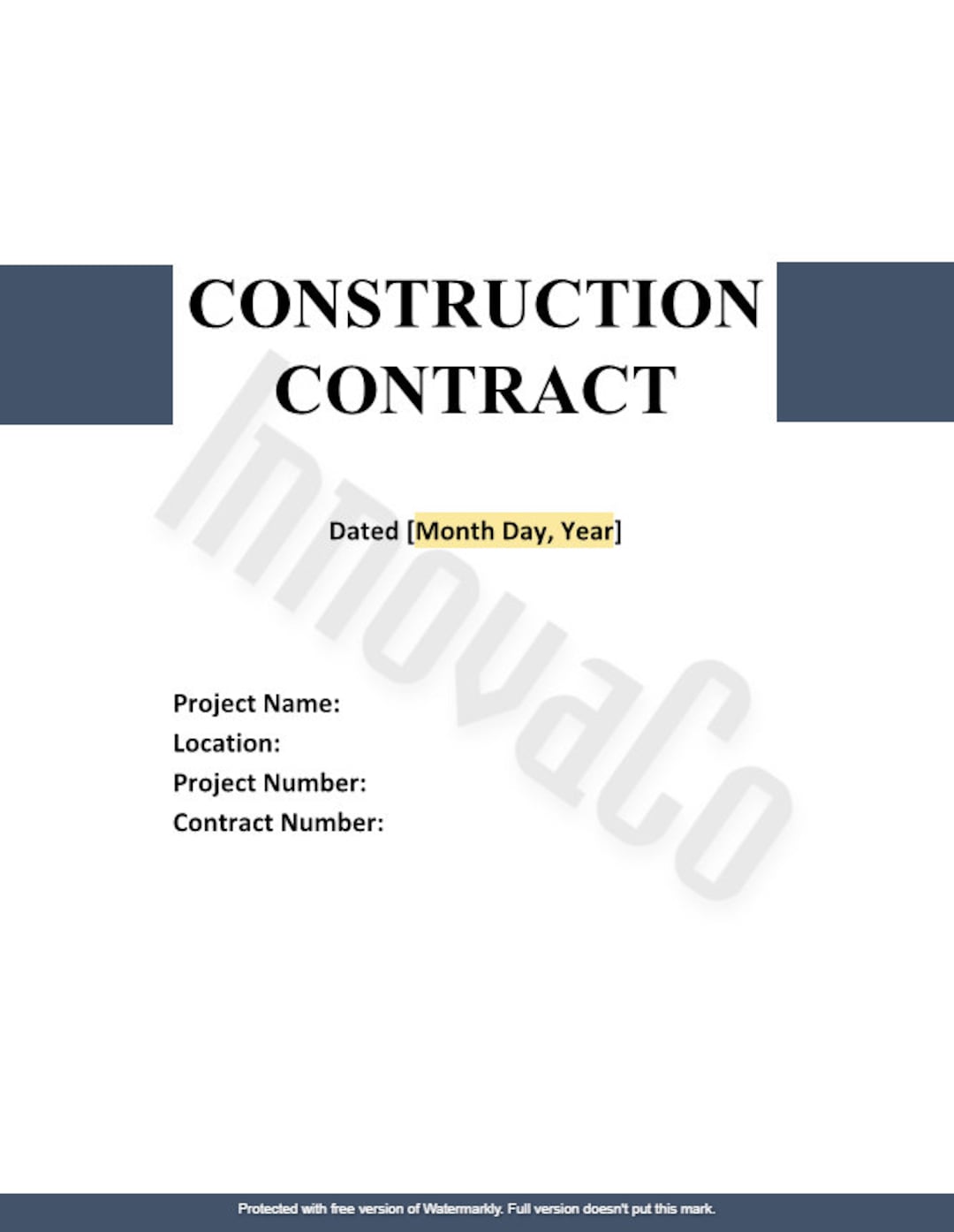Construction Contract Template, Contractor Contract Template ...