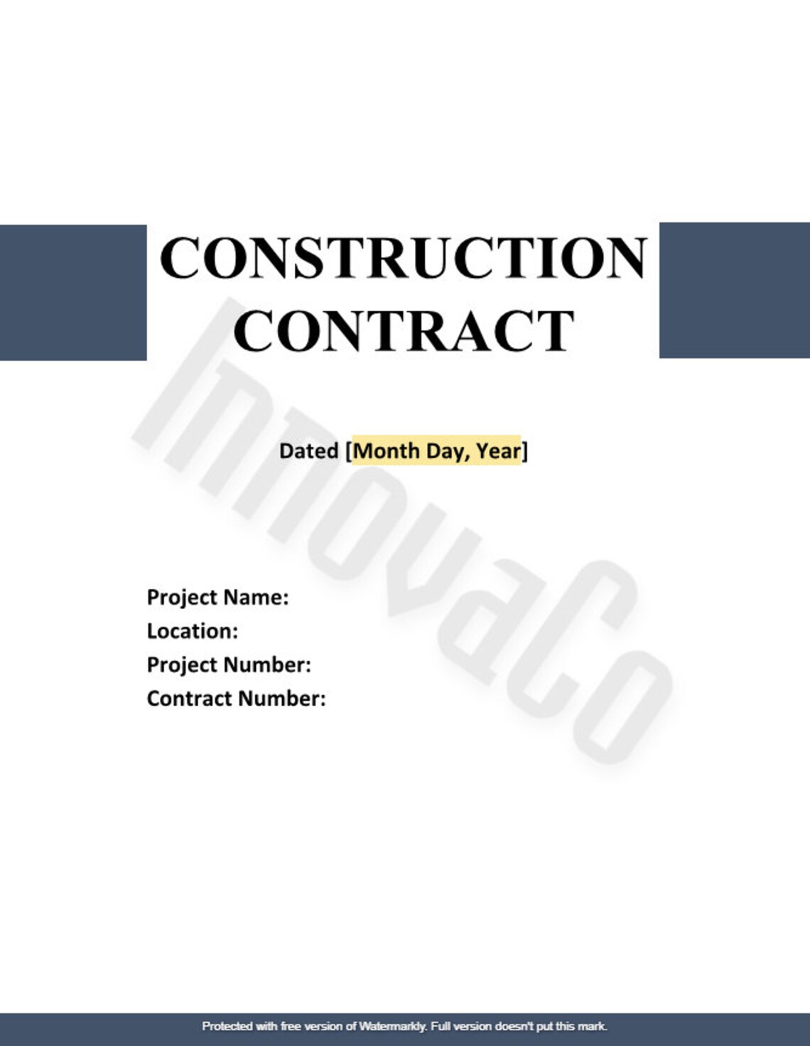 Construction Contract Template, Contractor Contract Template ...