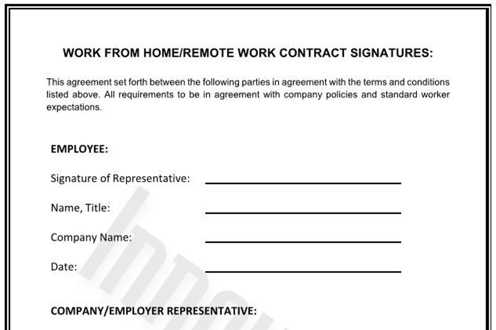 Work From Home Contract Template, Remote Work Contract Agreement ...