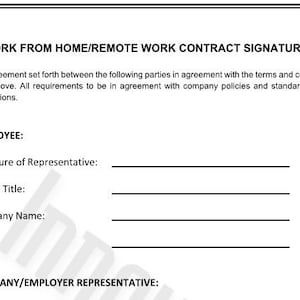 Work From Home Contract Template, Remote Work Contract Agreement ...