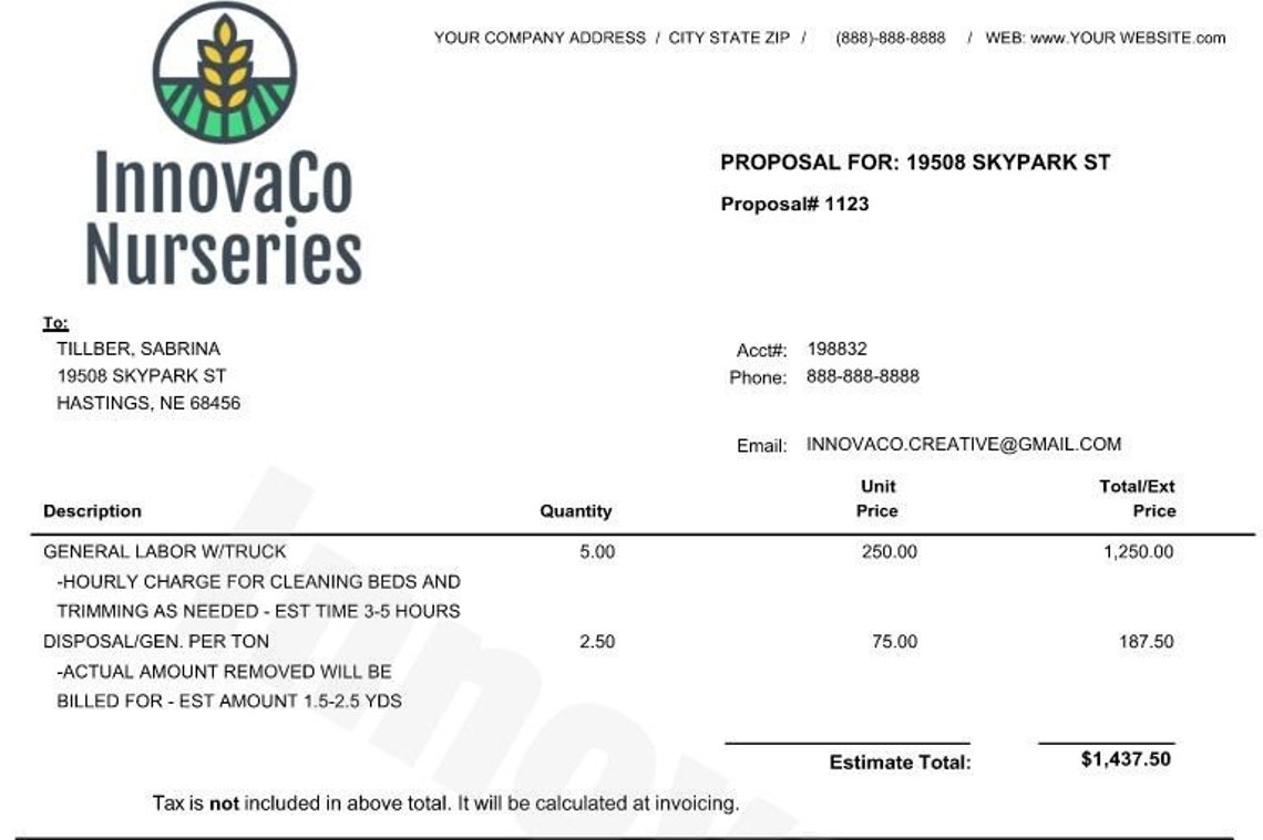 Lawn Quote, Landscaping Estimate, Lawn Mowing Quote, Lawn Maintenance ...