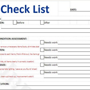 5S Checklist, 5S, LEAN Six Sigma, Checklist, Workplace Organization ...