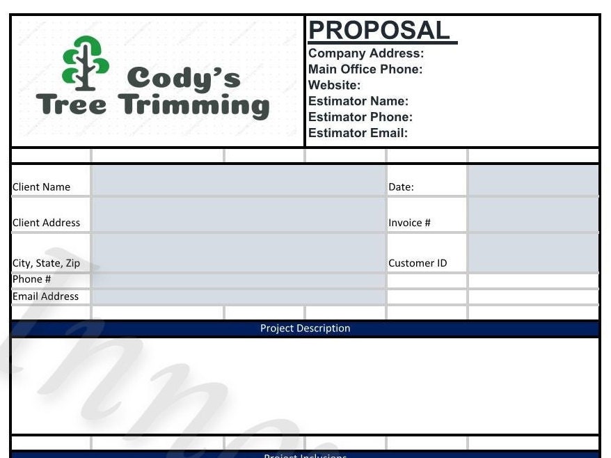 Tree Trimming Quote Template, Tree Care Estimate Template, Tree ... Tree Trimming Quote Template, Tree Care Estimate Template, Tree ...