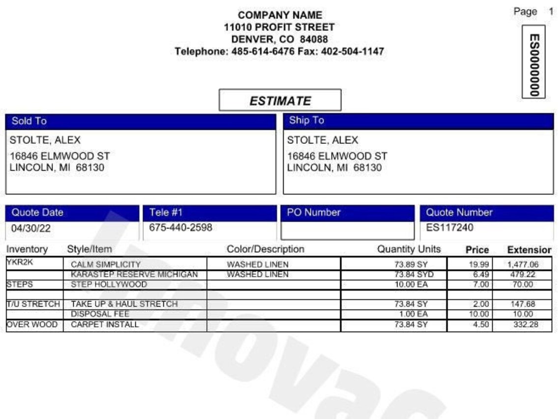 Contractor Quote Template, Quote Form, Handyman Quote Form, Quote ...