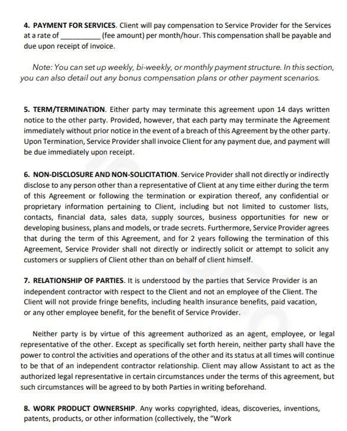 VA Contract Template, Virtual Assistant Contract, VA Agreement ...