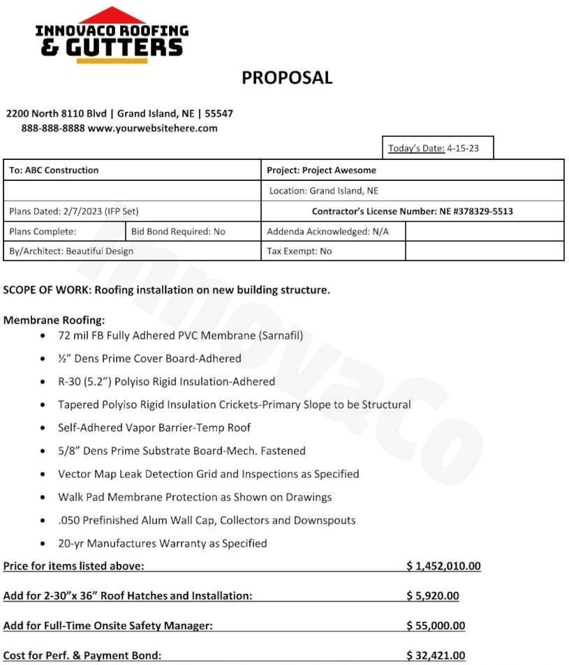 Roofing Proposal Template, Roofing Quote, Gutter Quote, Residential ...