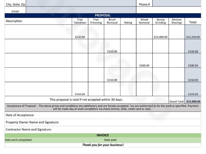 Tree Service Quote, Arborist Estimate, Tree Trimming, Tree Removal ...