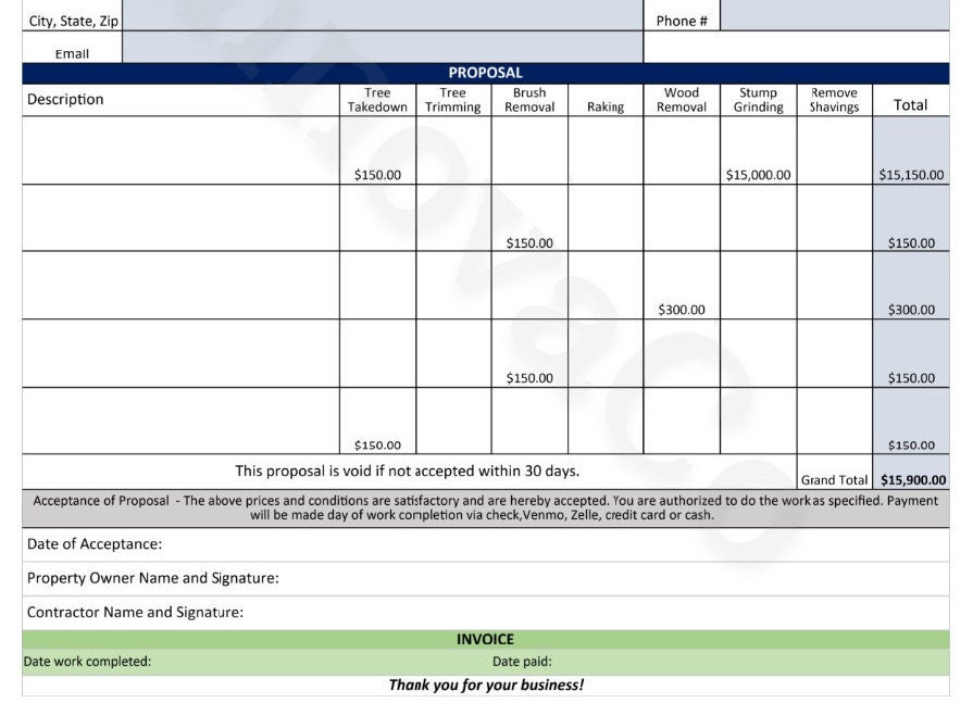 Tree Service Quote, Arborist Estimate, Tree Trimming, Tree Removal ...