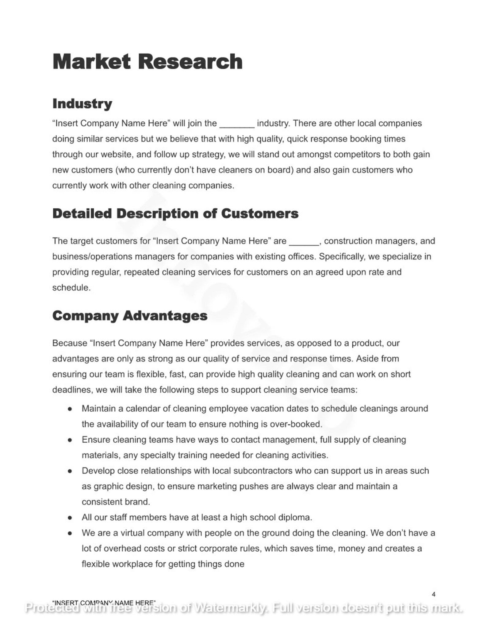 Cleaning Business Plan Template, Cleaning Services Business Plan ...