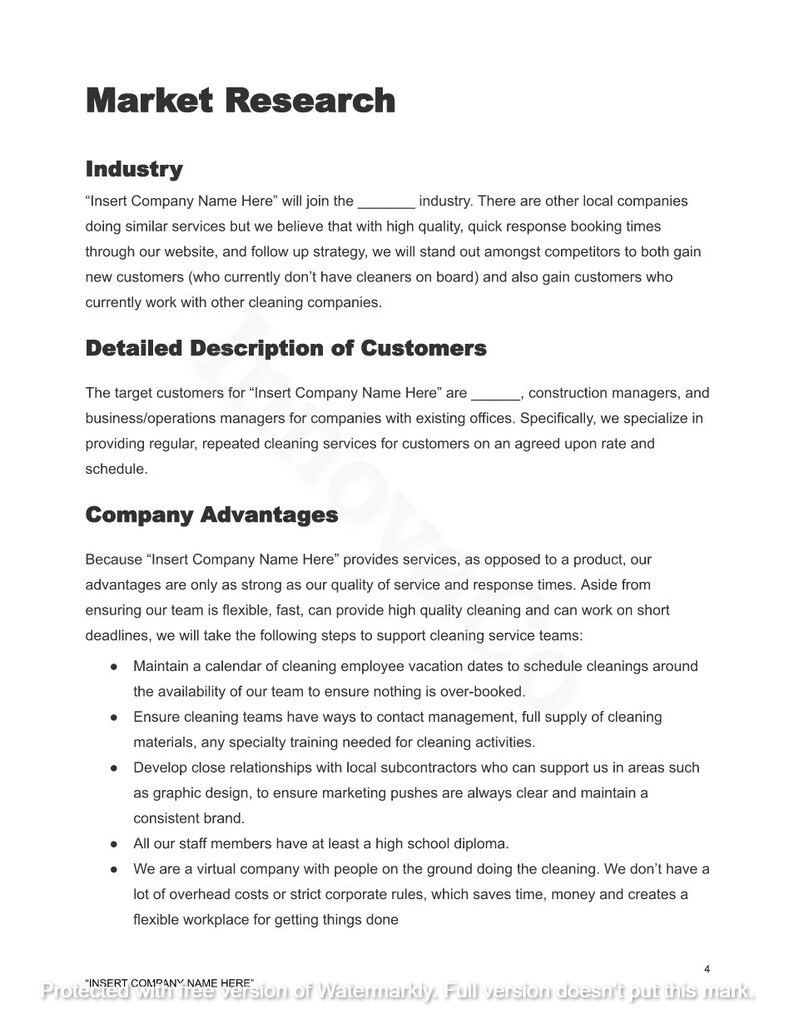 Cleaning Business Plan Template, Cleaning Services Business Plan ...