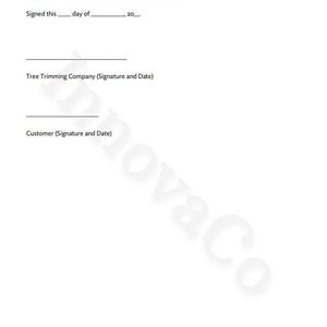 Tree Trimming Contract Template, Tree Removal Contract Agreement, Tree ...