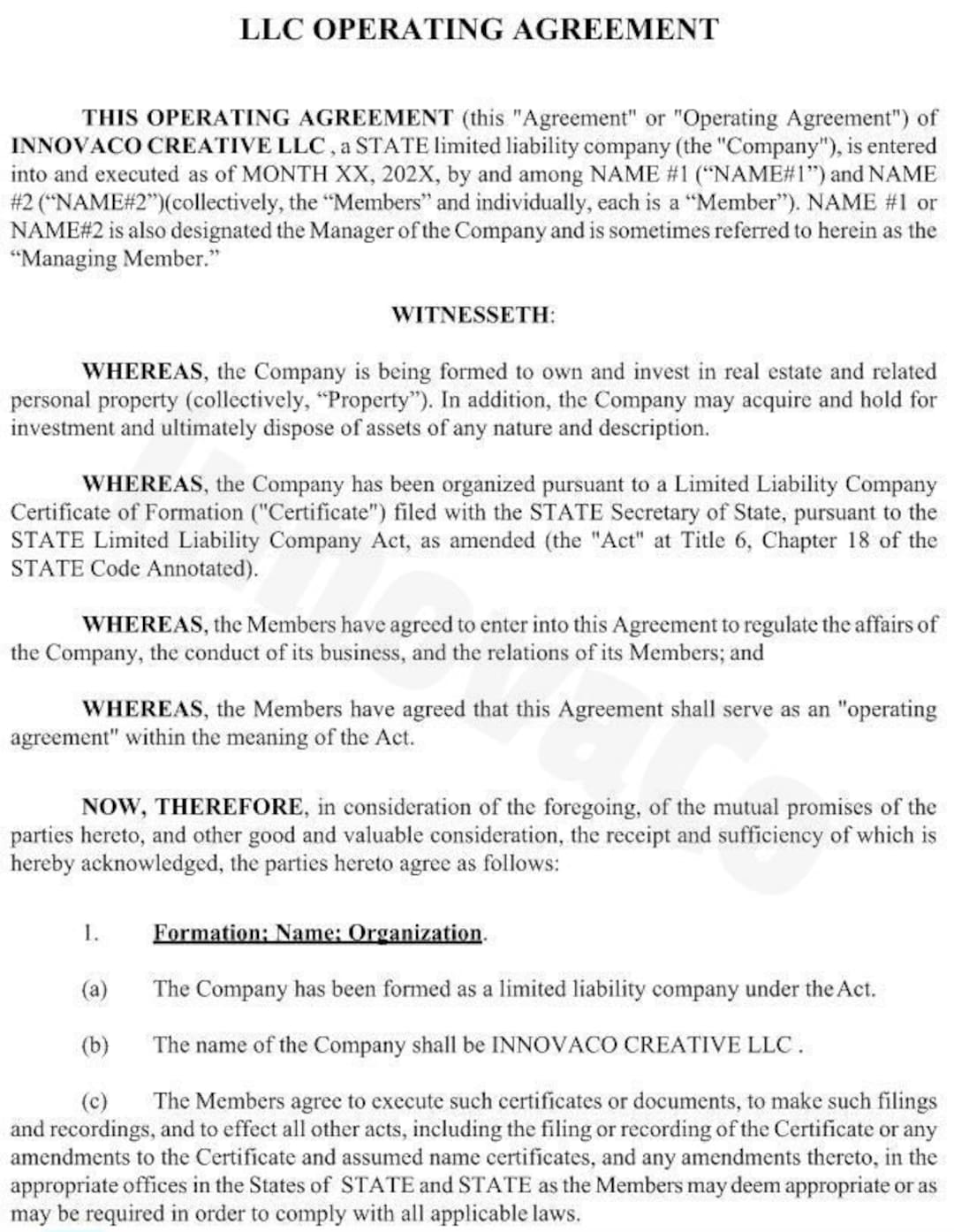 LLC Operating Agreement, LLC Contract, LLC Partnership, Limited ...