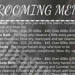 Pet Grooming Menu, Dog Grooming Menu, Grooming Menu Template, Editable ...