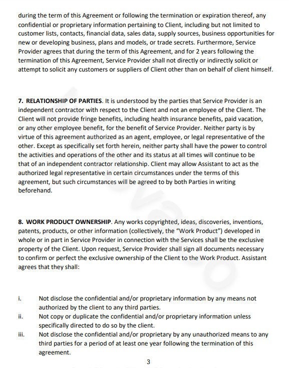 Virtual Assistant Contract, VA Contract Template, Virtual Assistant, VA ...