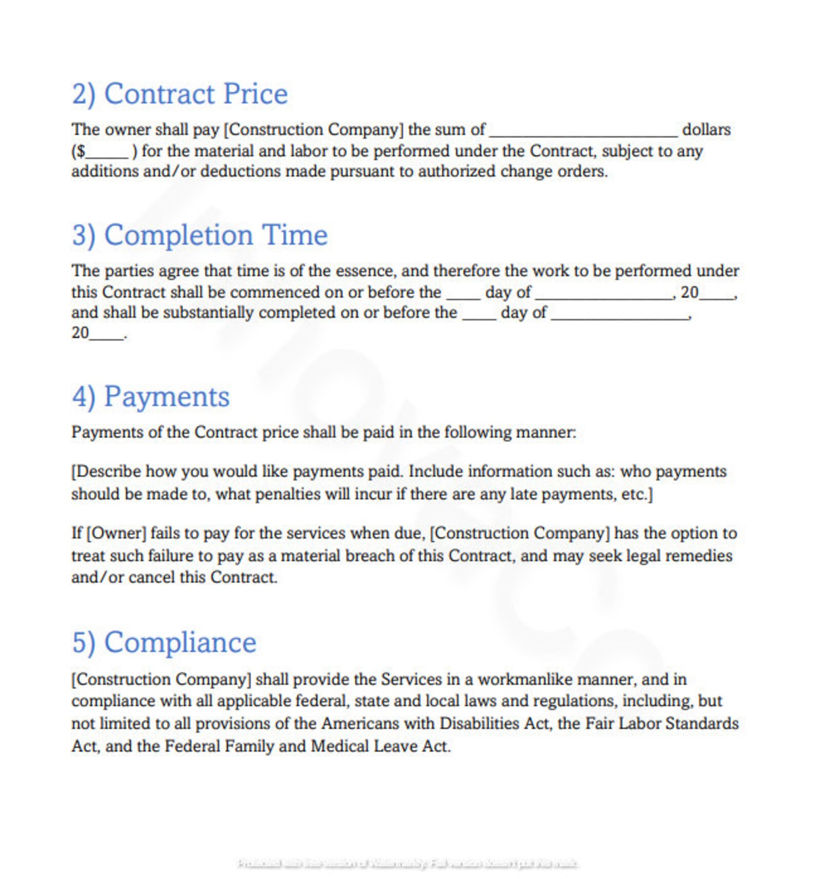 Construction Contract, Construction Agreement, Handyman Contract ...