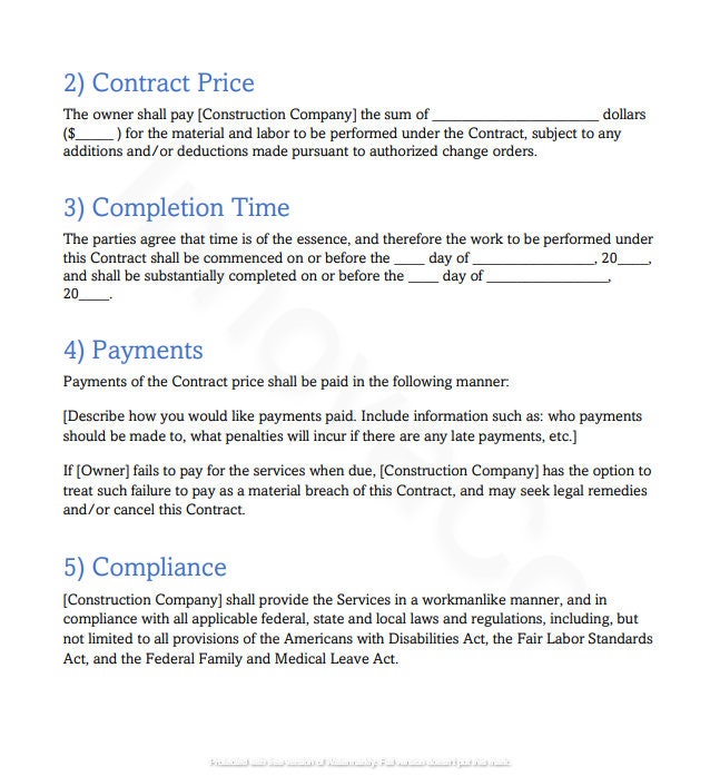 Construction Contract, Construction Agreement, Handyman Contract ...
