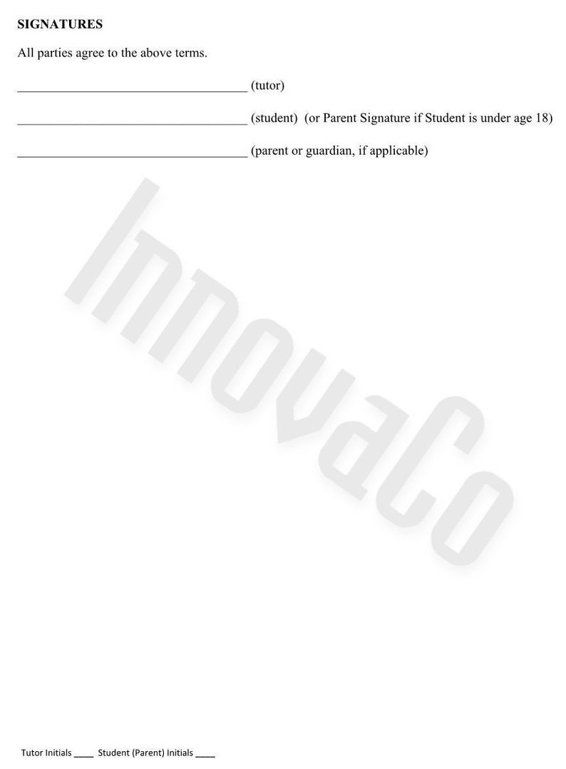 Tutoring Contract Template, Tutoring Forms, Tutoring Agreement ...