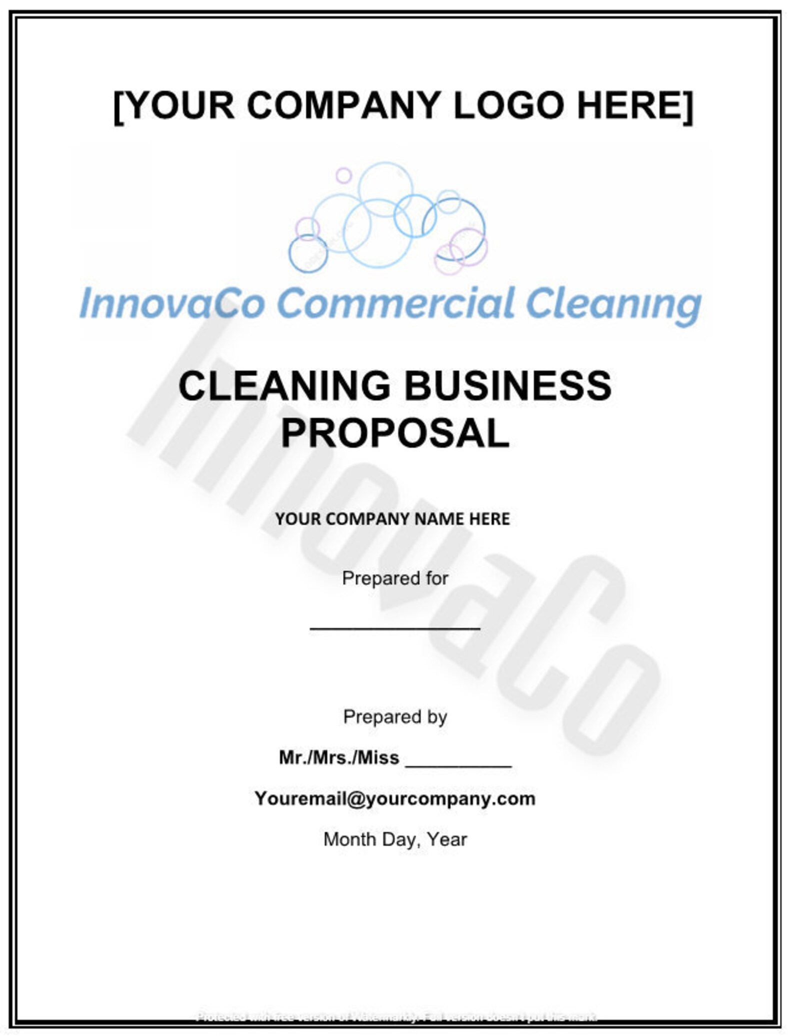 Cleaning Proposal Template Cleaning Business Proposal Etsy