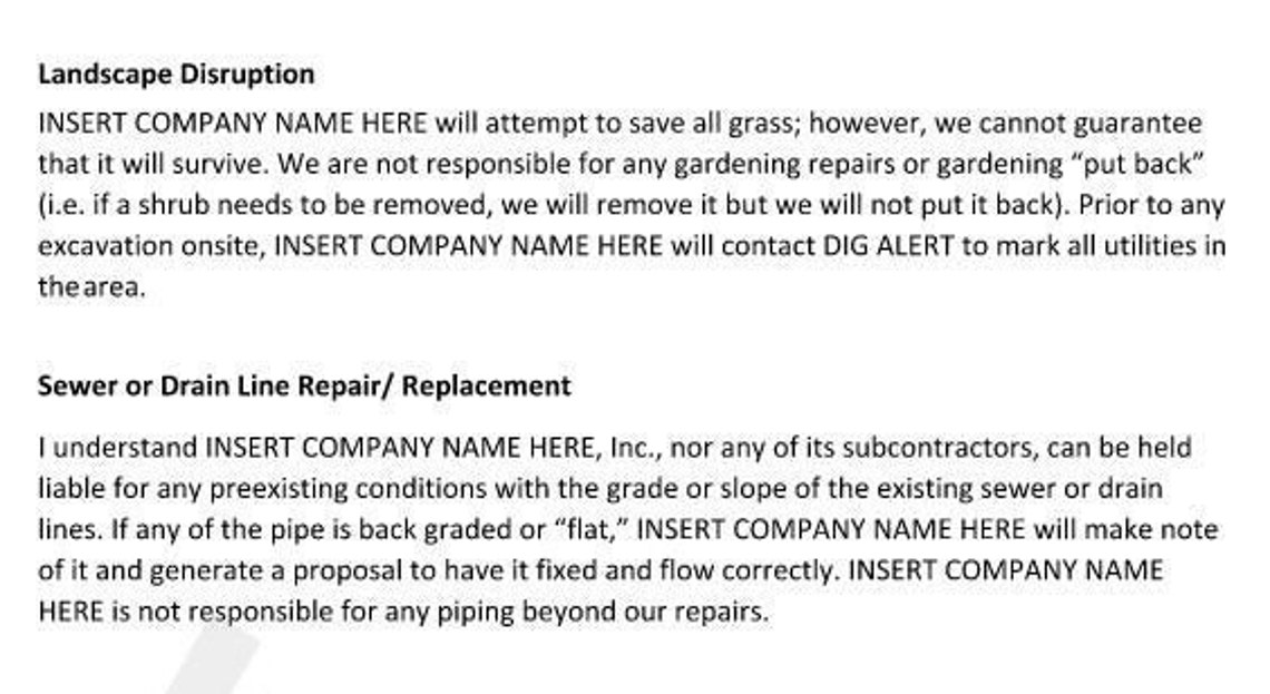 Plumbing Invoice Template, Sewer Service Quote, Sewer Invoice Form ...