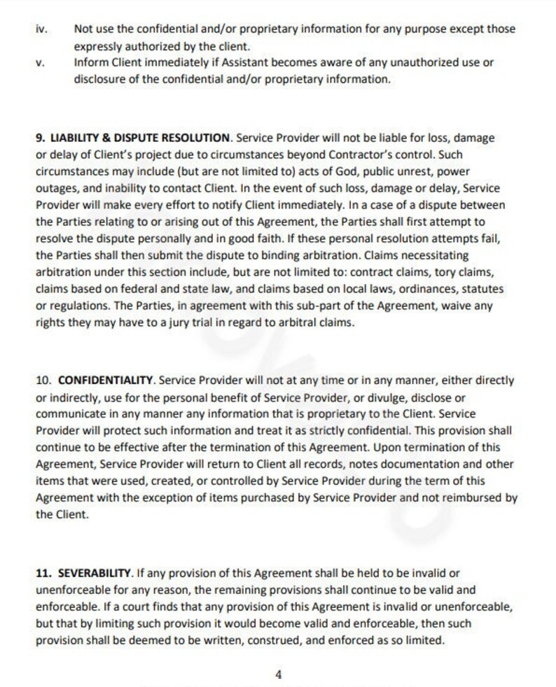 Virtual Assistant Contract, VA Contract Template, Virtual Assistant, VA ...