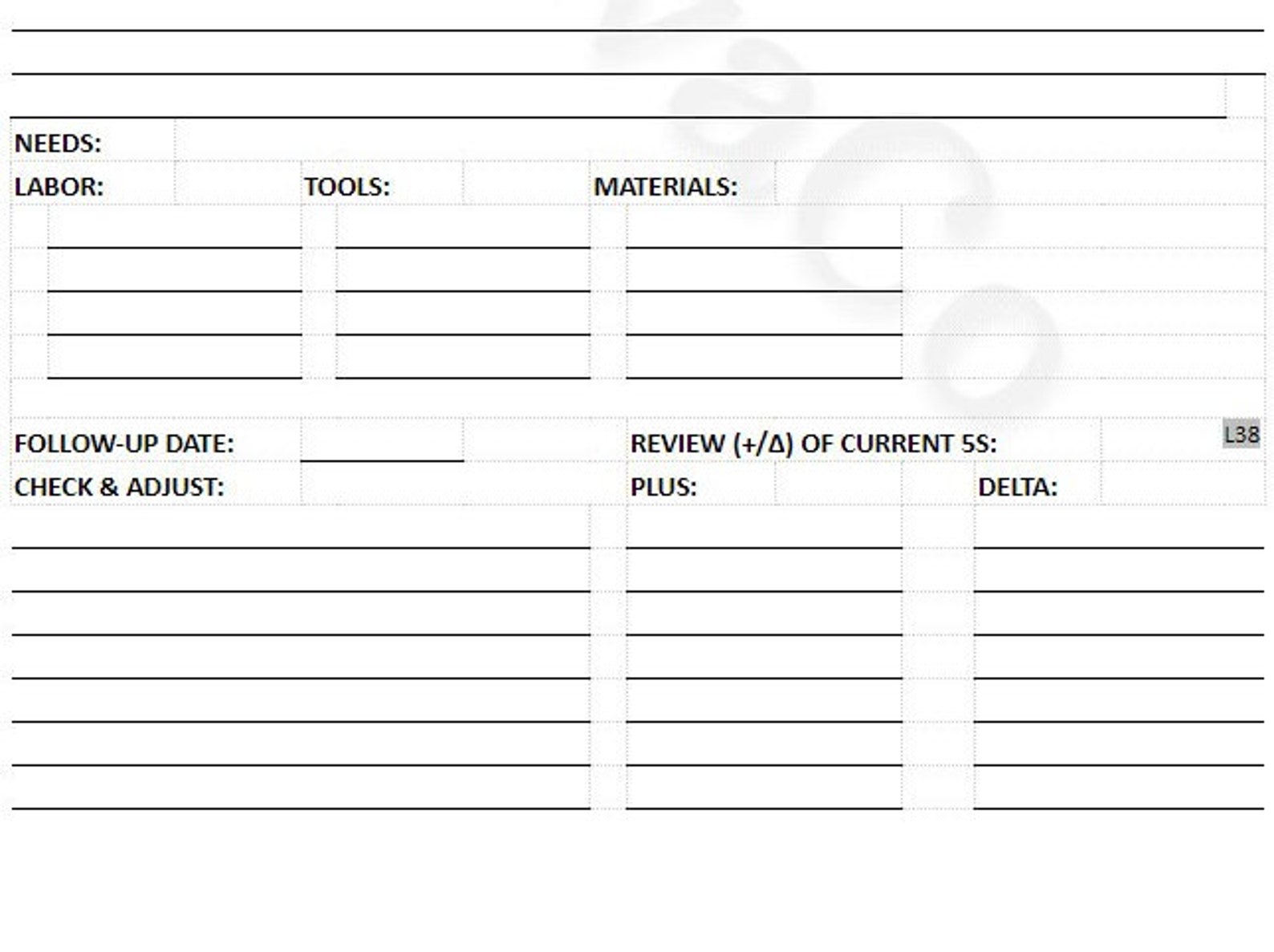 5S Checklist, 5S, LEAN Six Sigma, Checklist, Workplace Organization ...