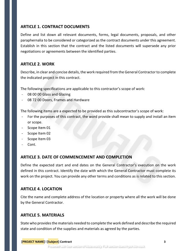 Construction Contract Template, Contractor Contract Template ...