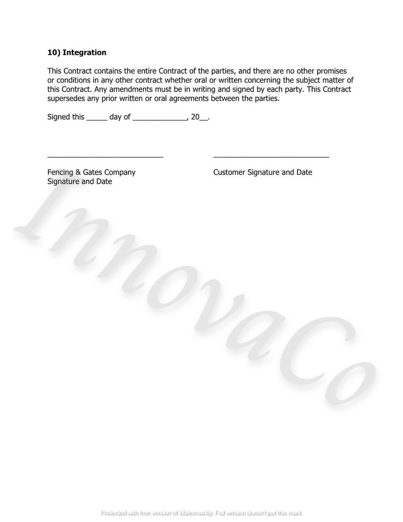 Simple Fencing Contract, Fencing Contract Template, Fencing and Gates ...