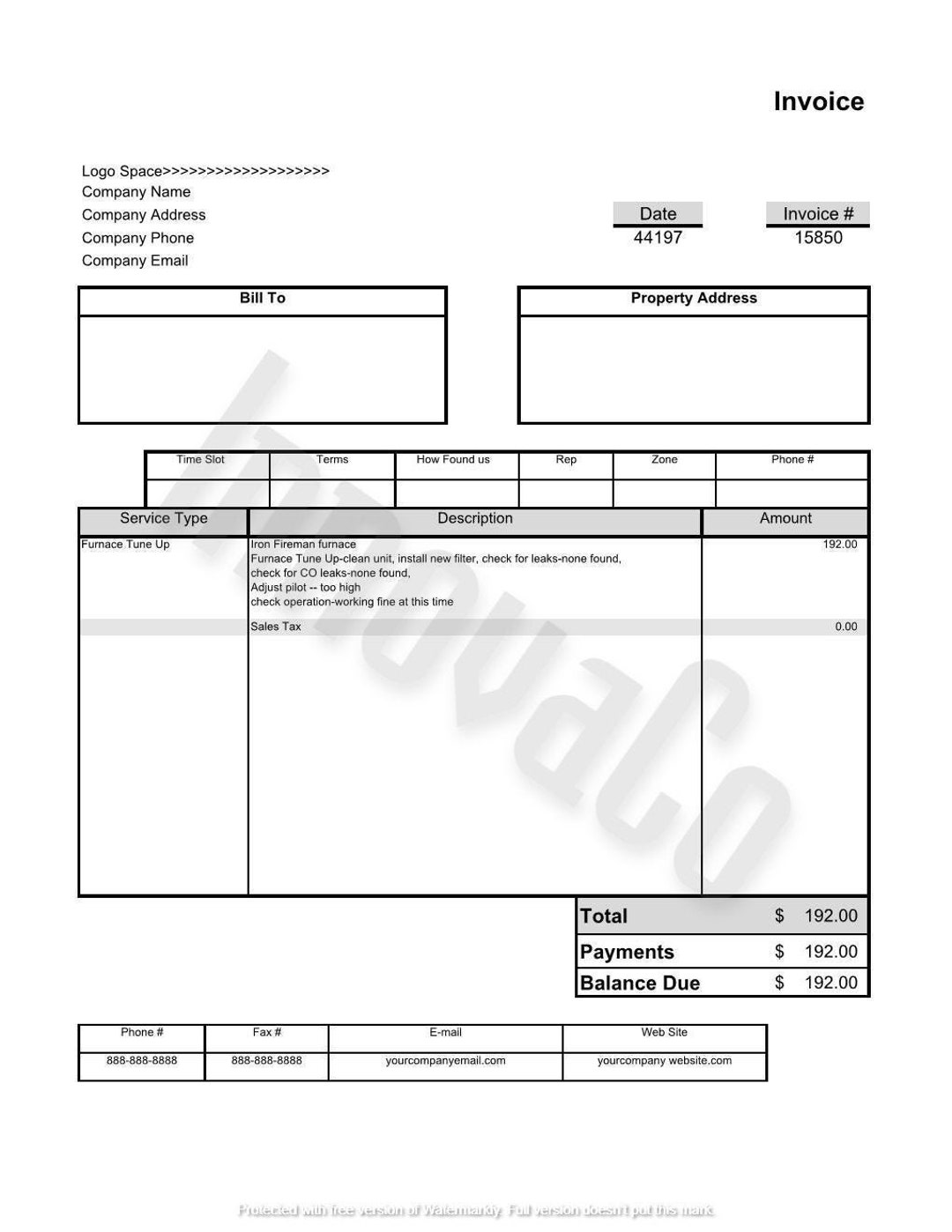 Contractor Invoice Template, Invoice Form, Handyman Invoice Form ...