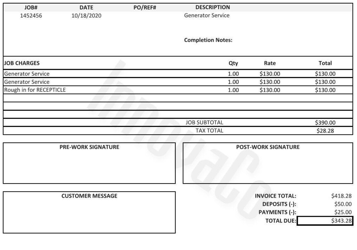 Contractor Invoice Template, Electrical Invoice Template, Mechanical ...
